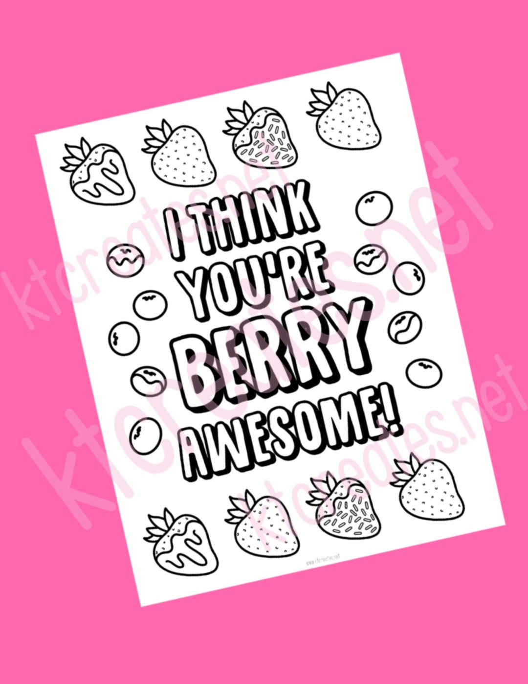 Valentine's Day Berries Coloring Page (digital Download) - Etsy