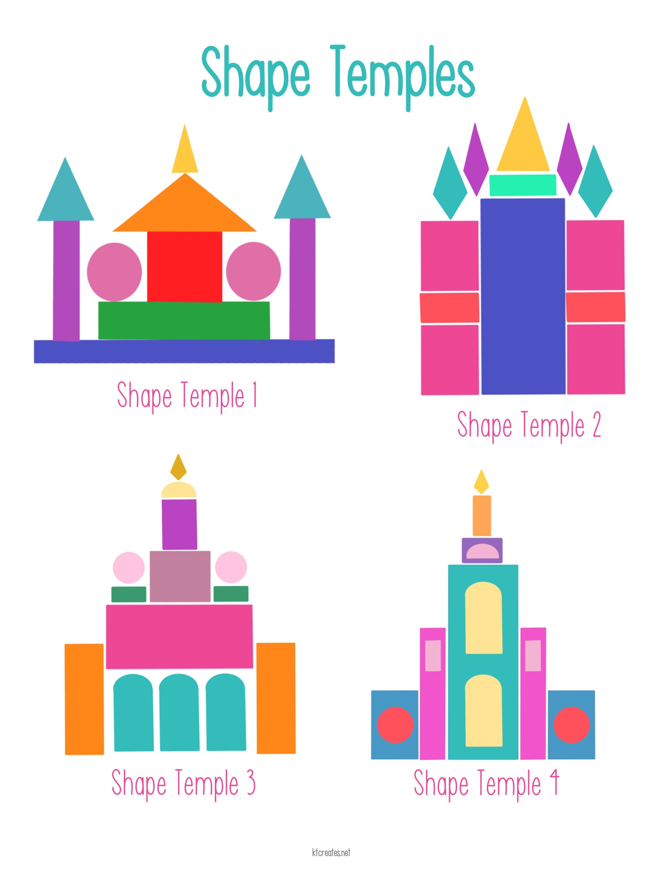 Shape Temples Activity - Etsy