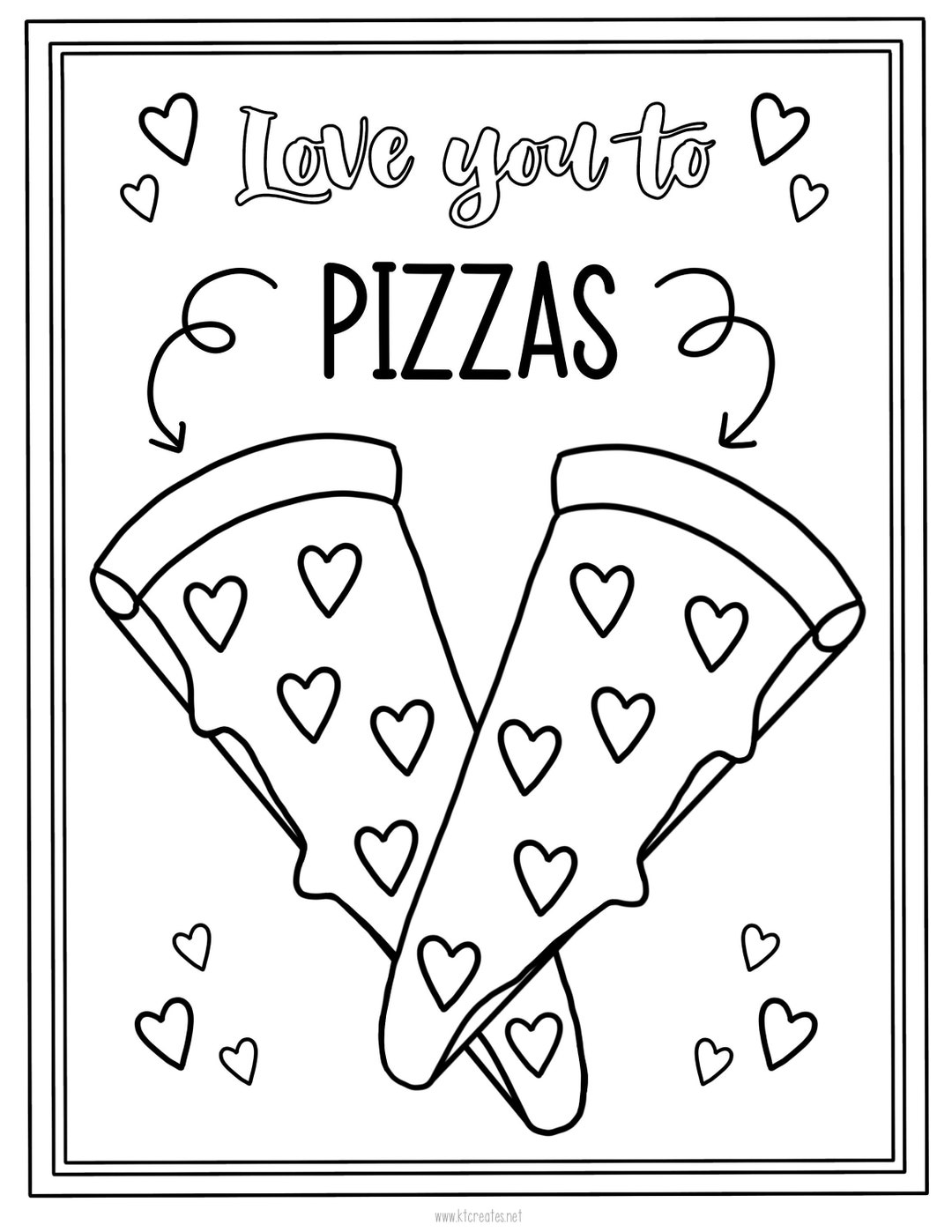 Valentines Pizza Coloring Page - Etsy