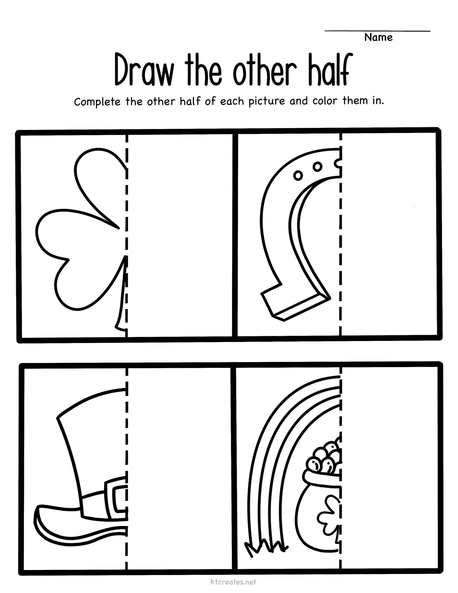 St. Patrick's Day 'draw the Other Half' Activity (printable) - Etsy