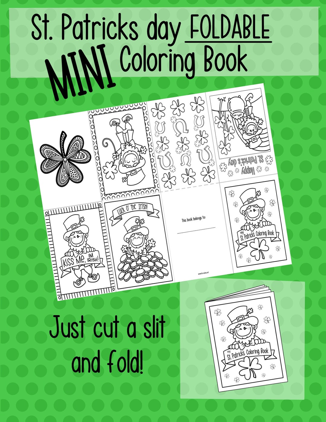 St Patricks Day Mini Foldable Coloring Book - Etsy