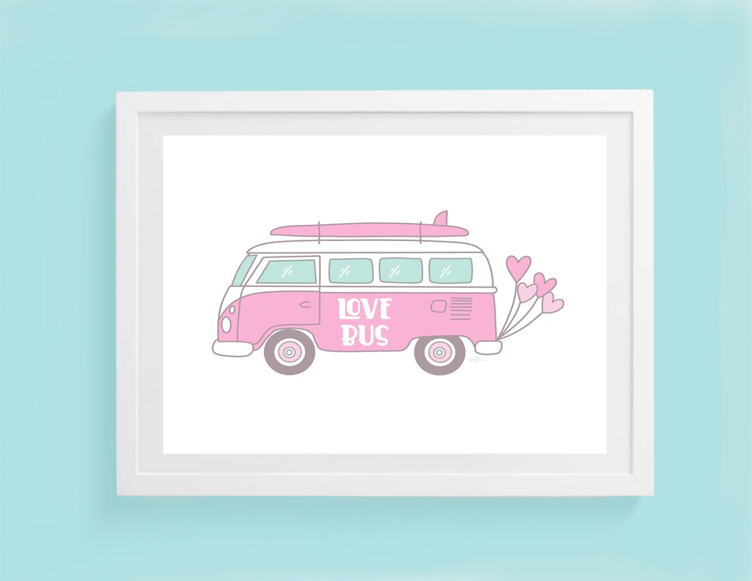 8x10 love Bus Digital, Printable Art Print, Valentines Day Art Print - Etsy