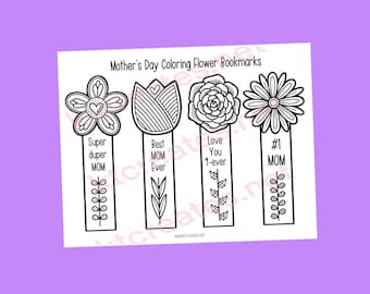 Printable Mothers Day Coloring Bookmarks Present From Kids Mothers Day ...