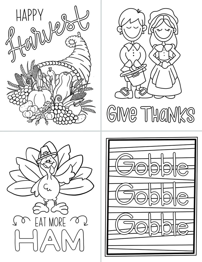 Mini Thanksgiving Coloring Book - Etsy