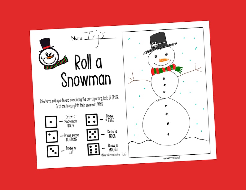 Roll a Snowman Christmas Game - Etsy