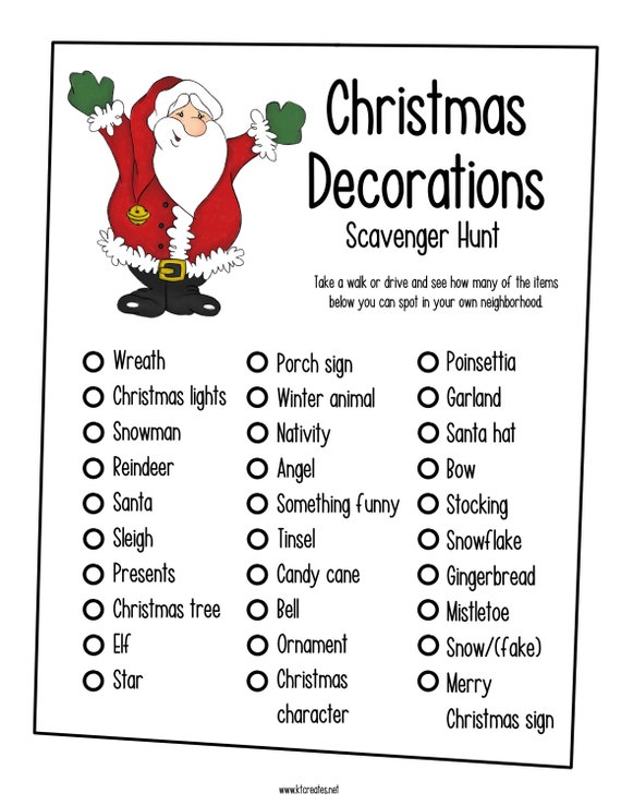 Christmas Decorations Scavenger Hunt | Etsy