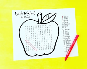 Back to School Word Search - Etsy