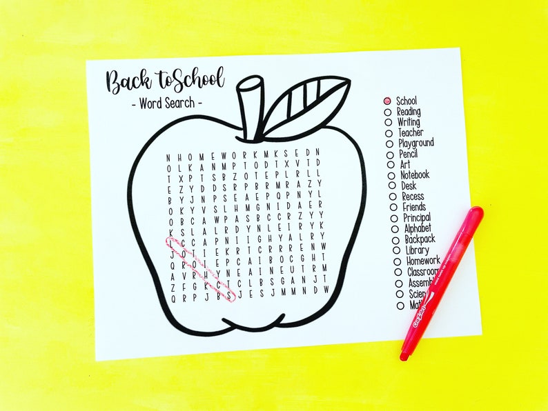Back to School Word Search - Etsy