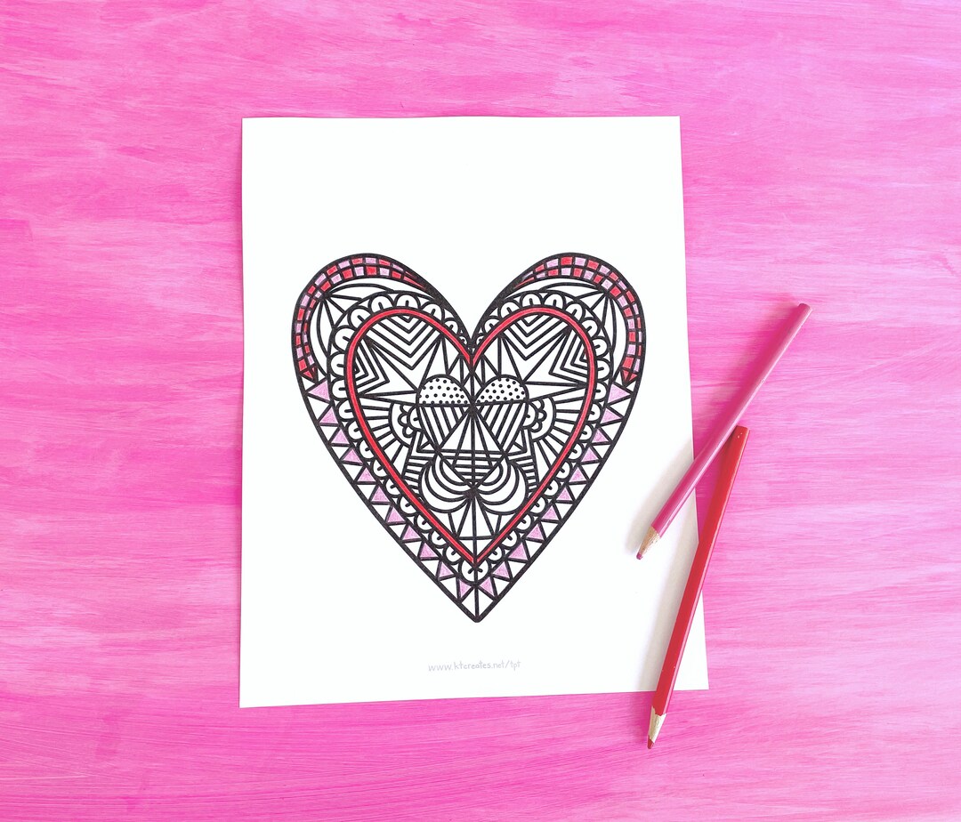 Coloriage mandala coeur Saint-Valentin à imprimer, coloriage coeur ...