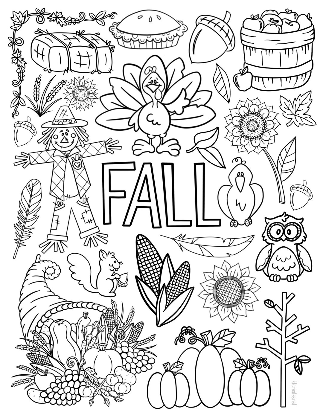 Fall/thanksgiving Coloring Page Activity for Kids and Adults - Etsy