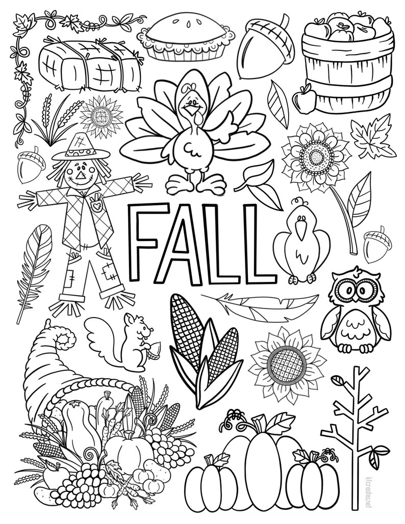 Fall/thanksgiving Coloring Page Activity for Kids and Adults - Etsy