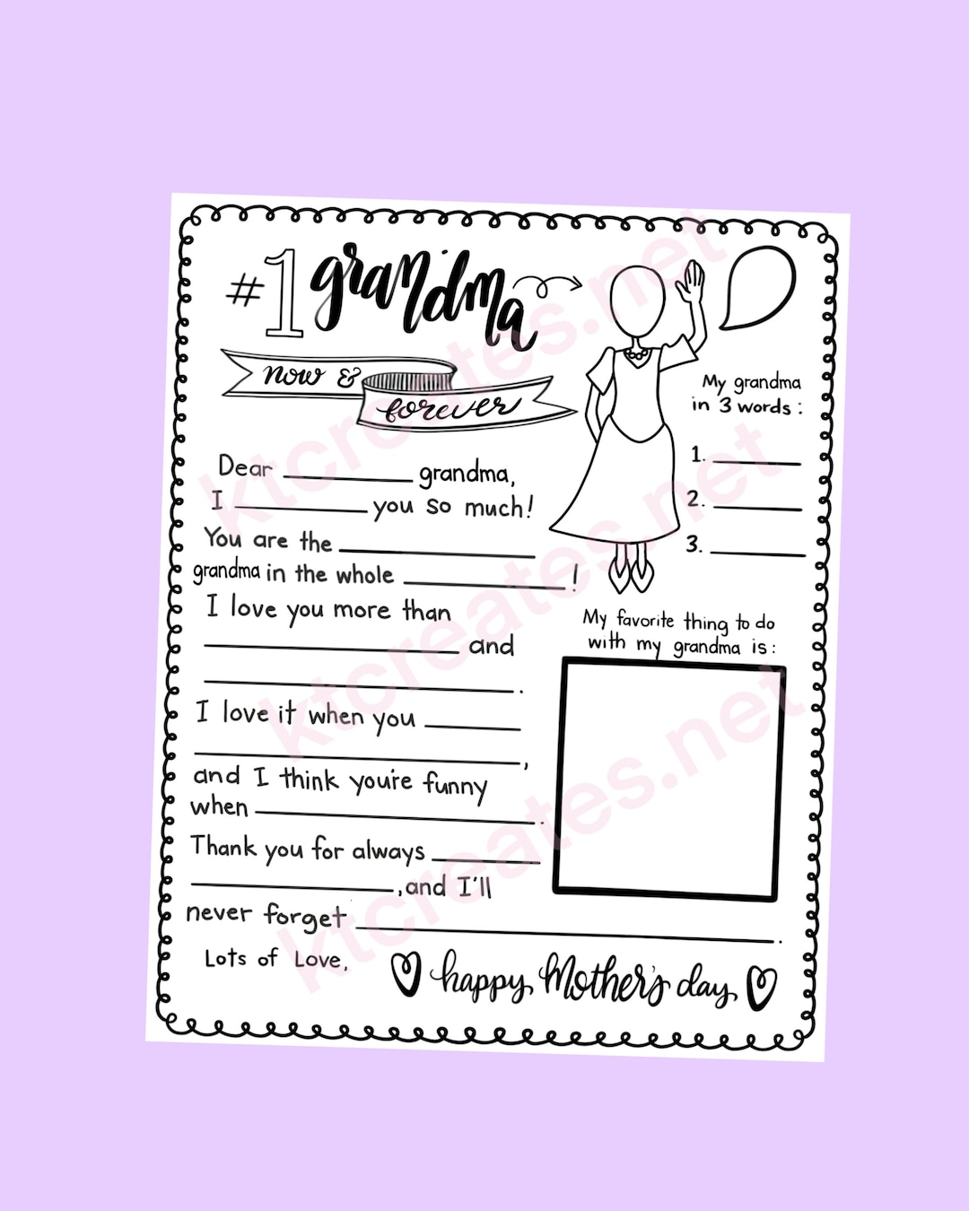 Grandma-mothers Day Questionnaire - Etsy