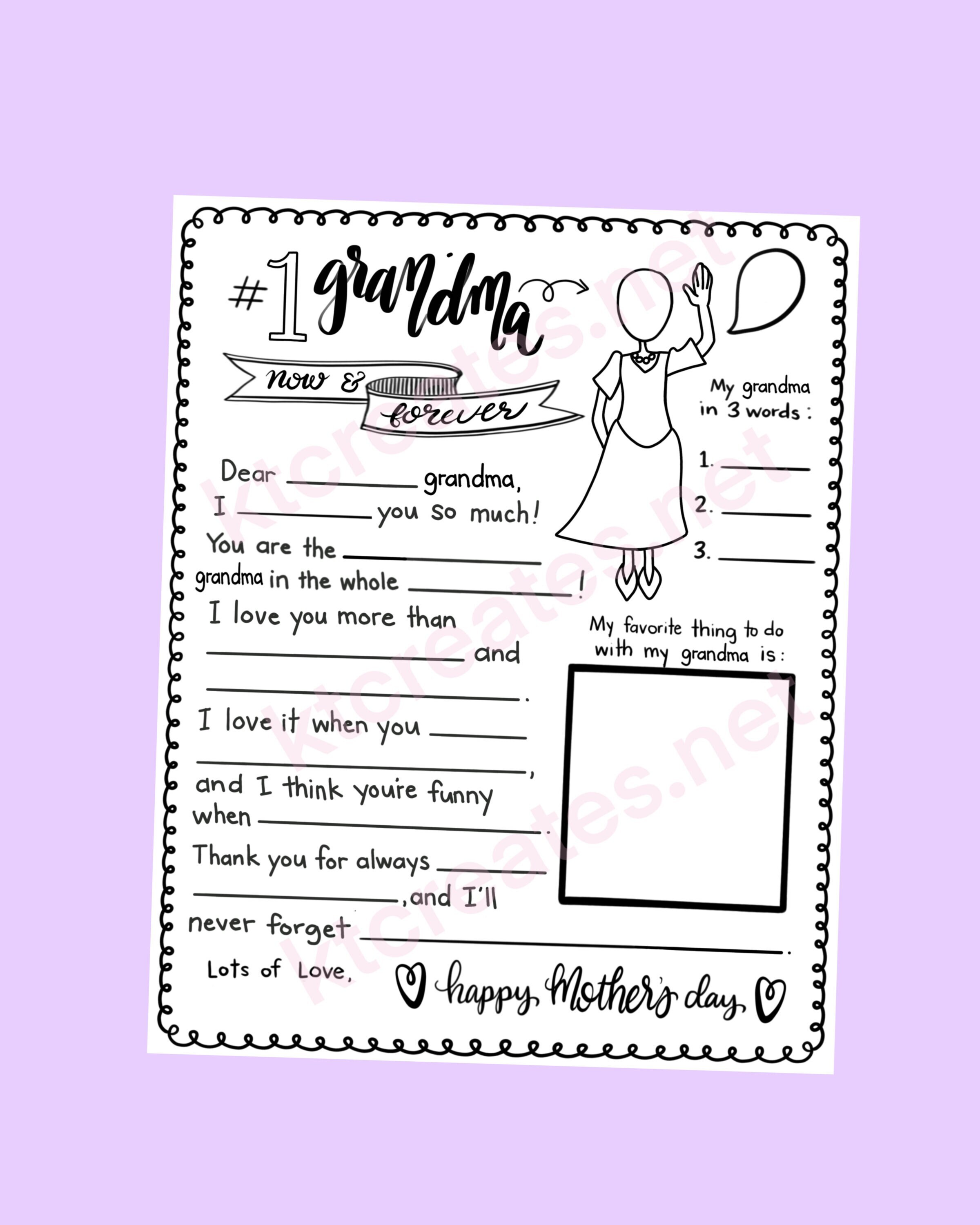 Grandma-mothers Day Questionnaire - Etsy