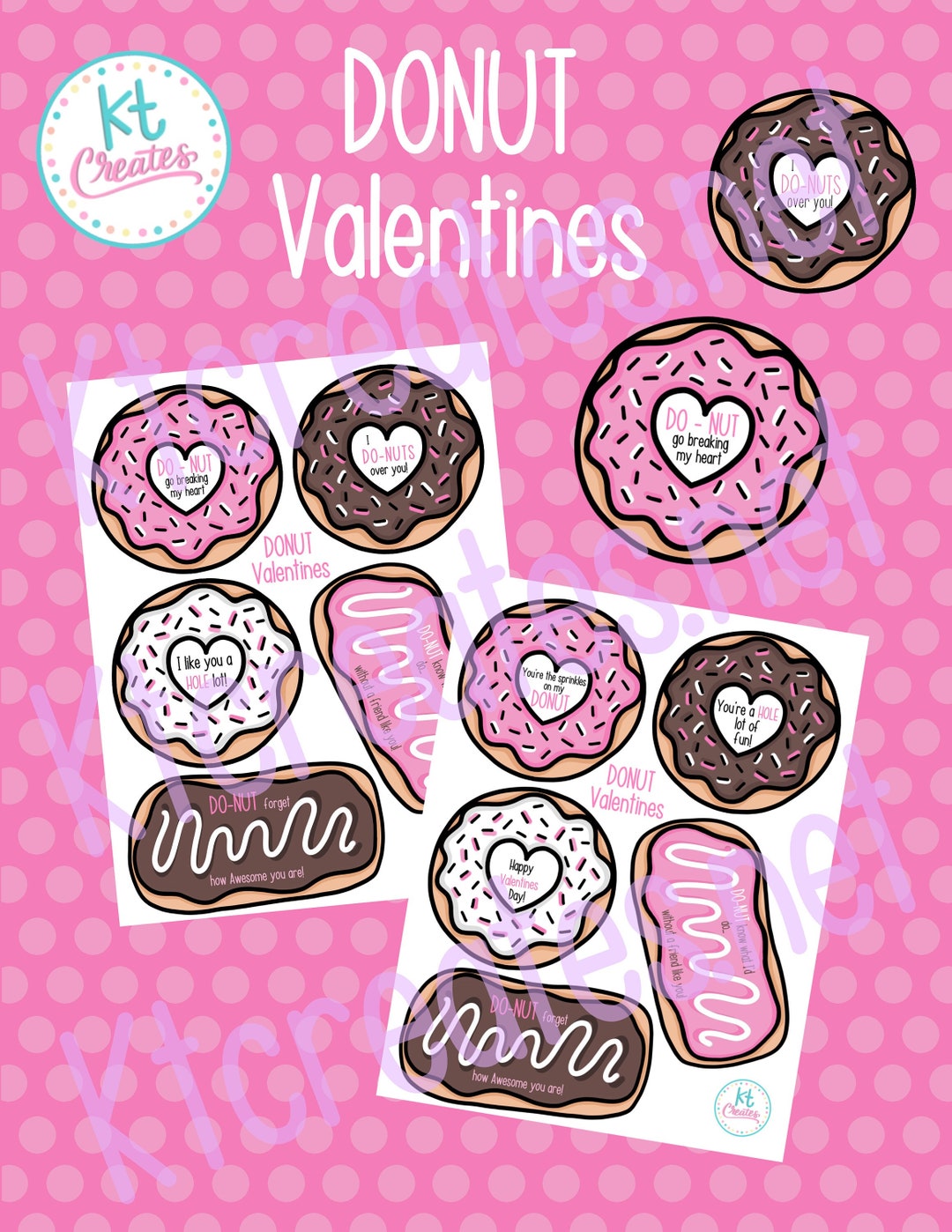 Valentine’s Day Printable Donut Valentines, Sweet Valentines, Printable ...