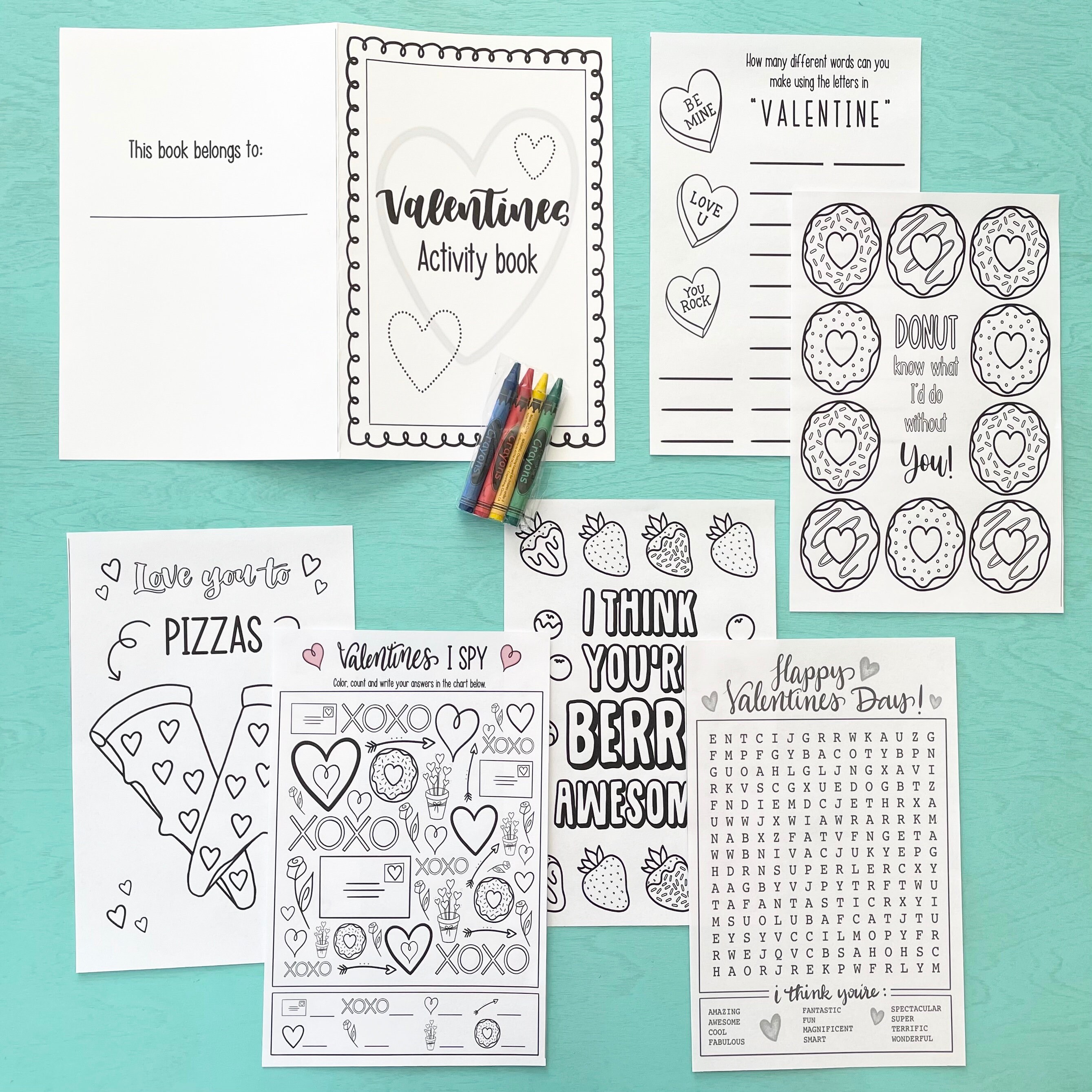 Printable Valentine’s Day Half Page Coloring/activity Book- 6 Pages ...