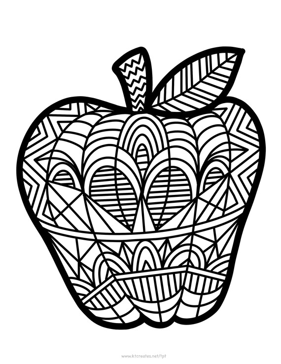 Apple Mandala Coloring Page | Etsy
