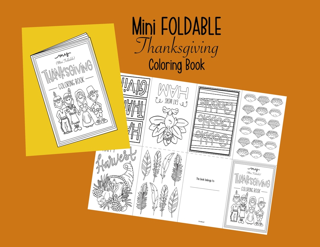 Mini Foldable Thanksgiving Coloring Book Activity for Kids - Etsy