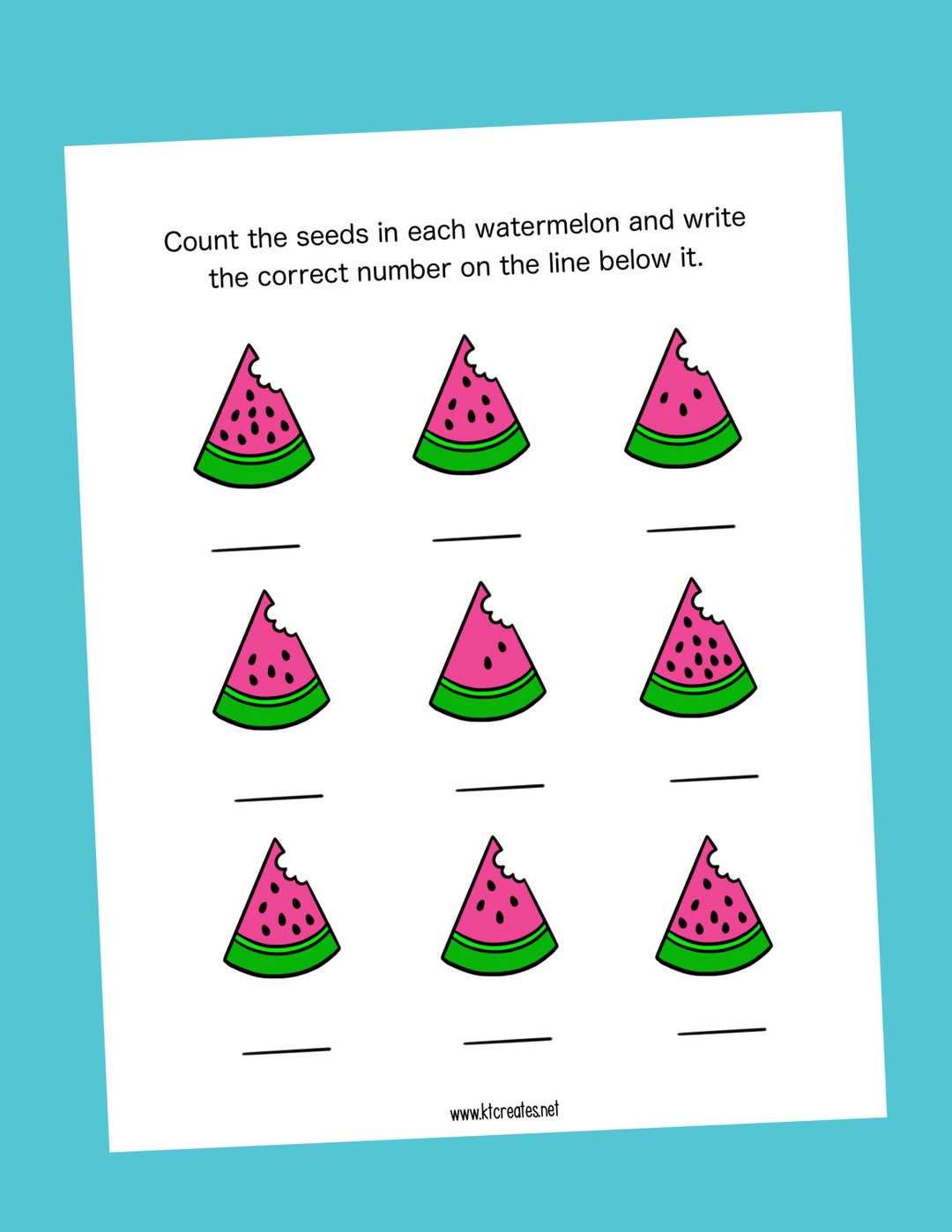 Counting Watermelon Seeds Summer Printable Activity for Kids - Etsy