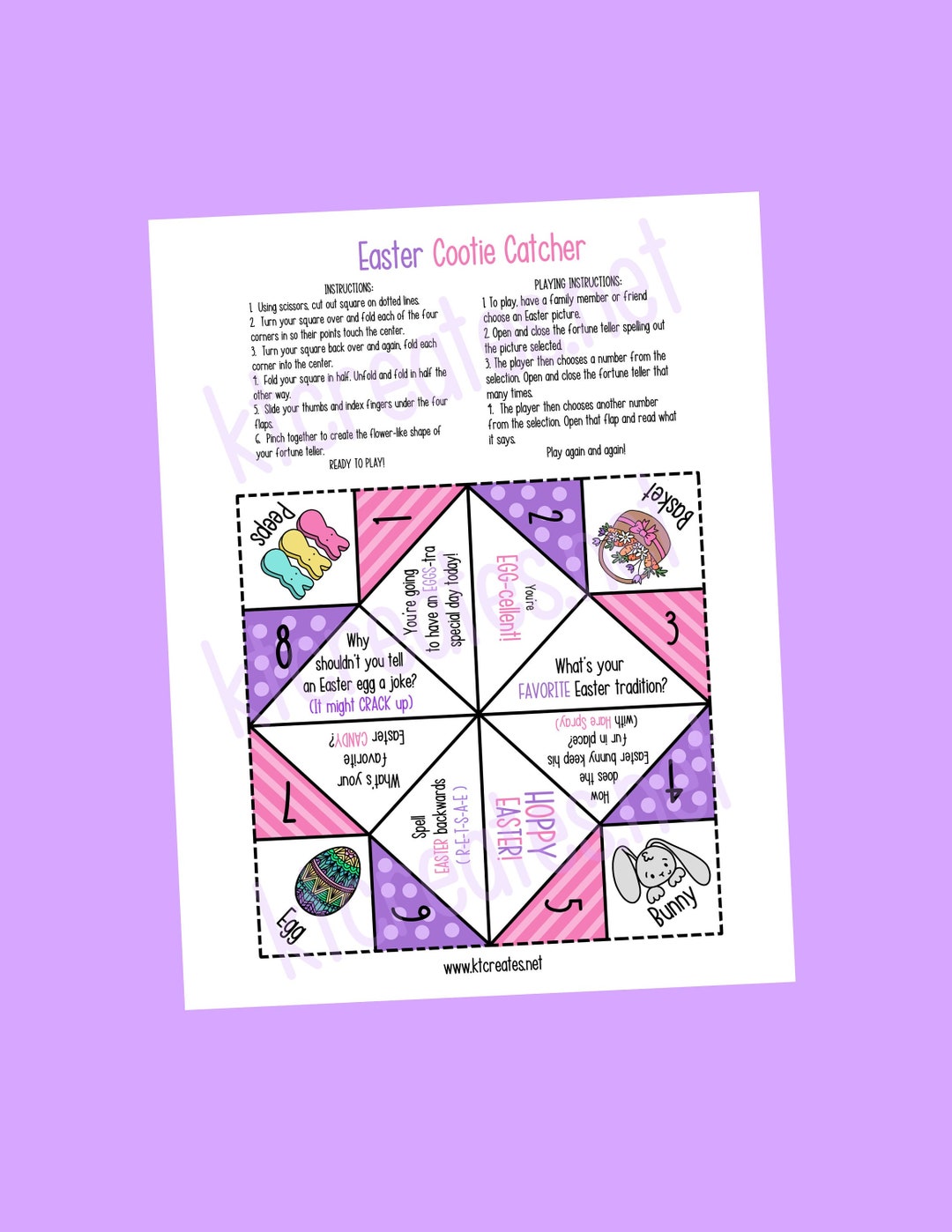 Easter Fortune Teller Printable - Etsy