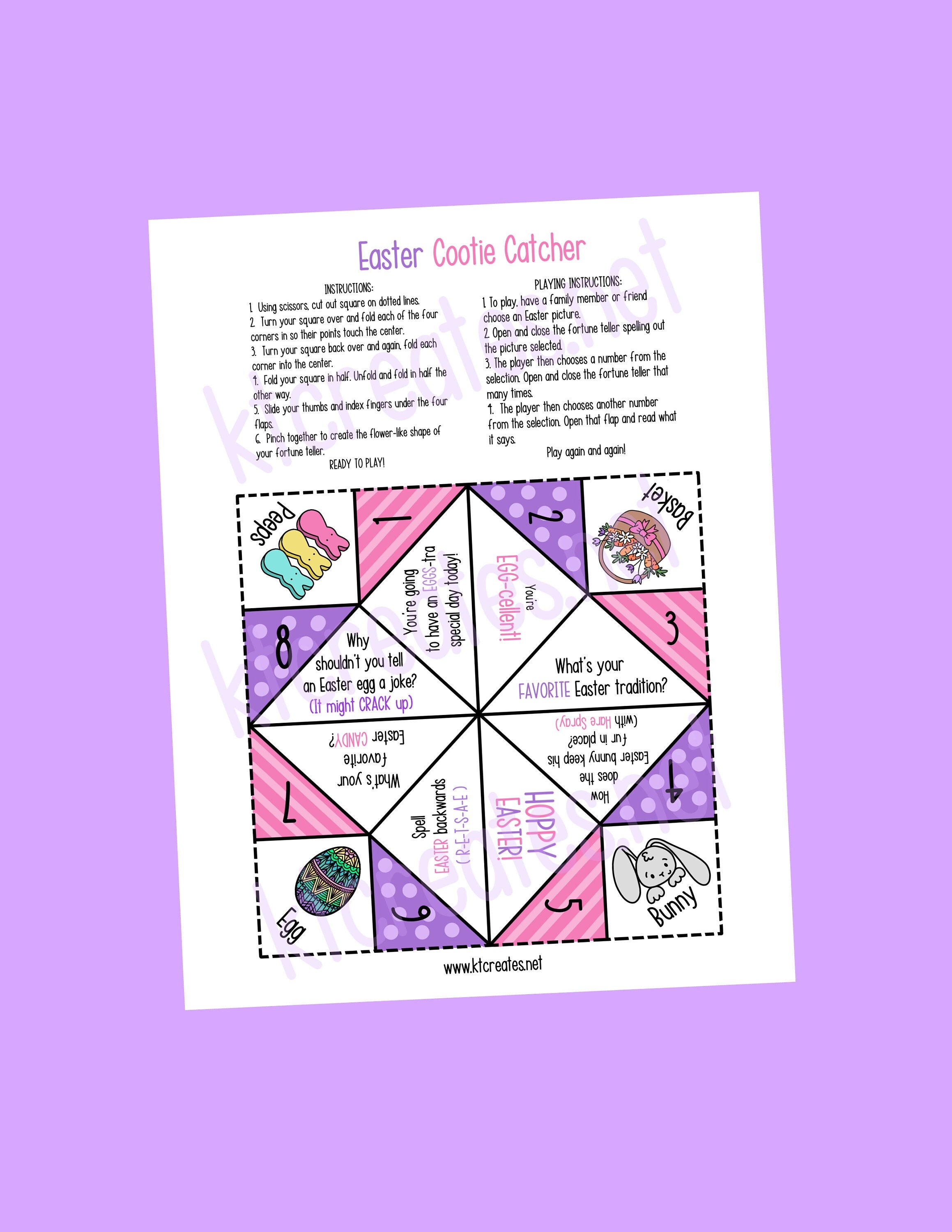 Easter Fortune Teller Printable - Etsy