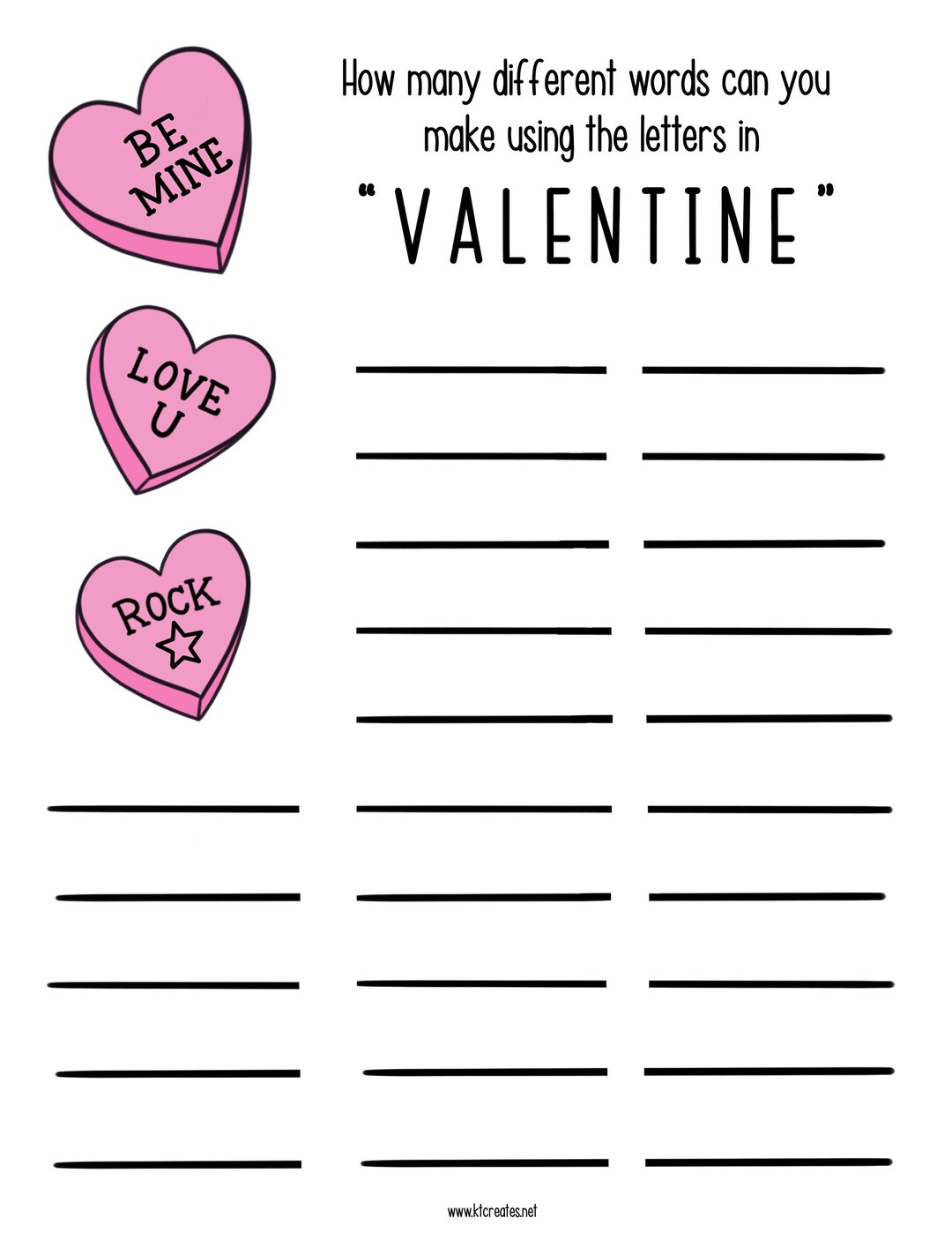 Valentine’s Day Word Play - Etsy