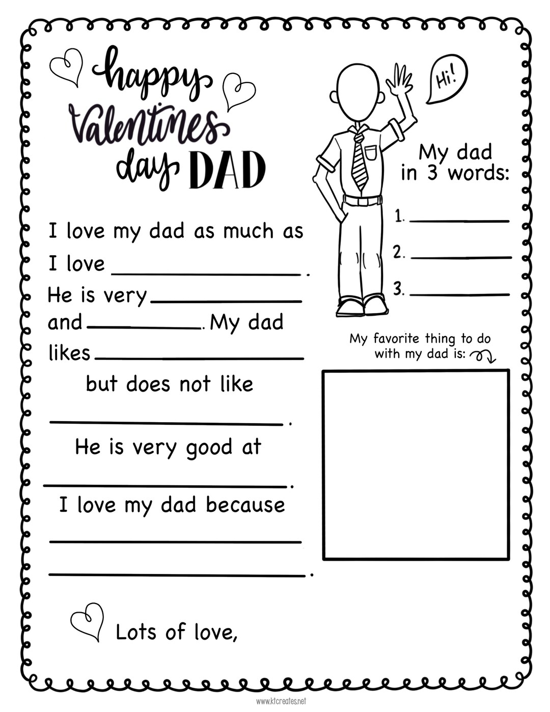 Valentine’s Day Dad Card/questionnaire Printable - Etsy
