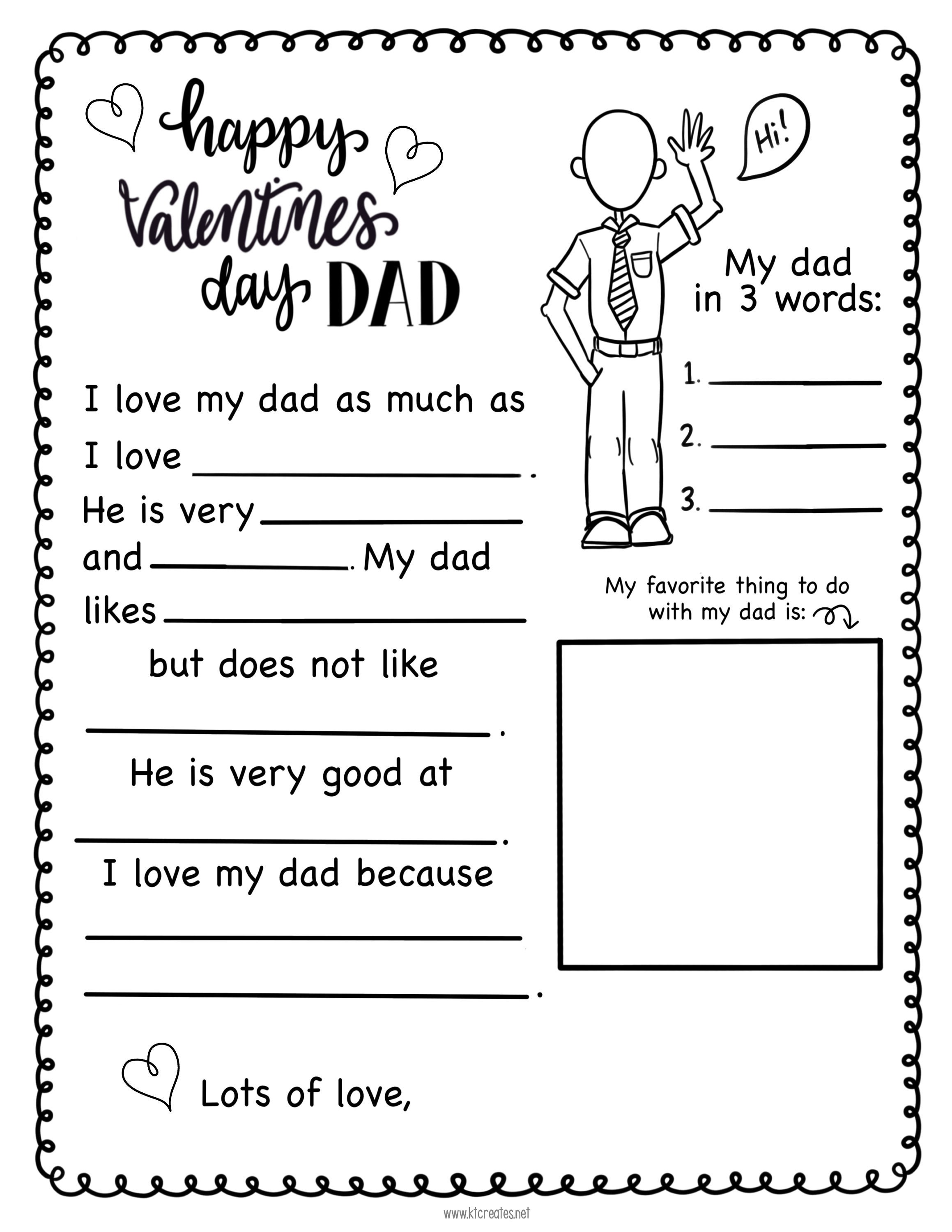 Valentine’s Day Dad Card/questionnaire Printable - Etsy