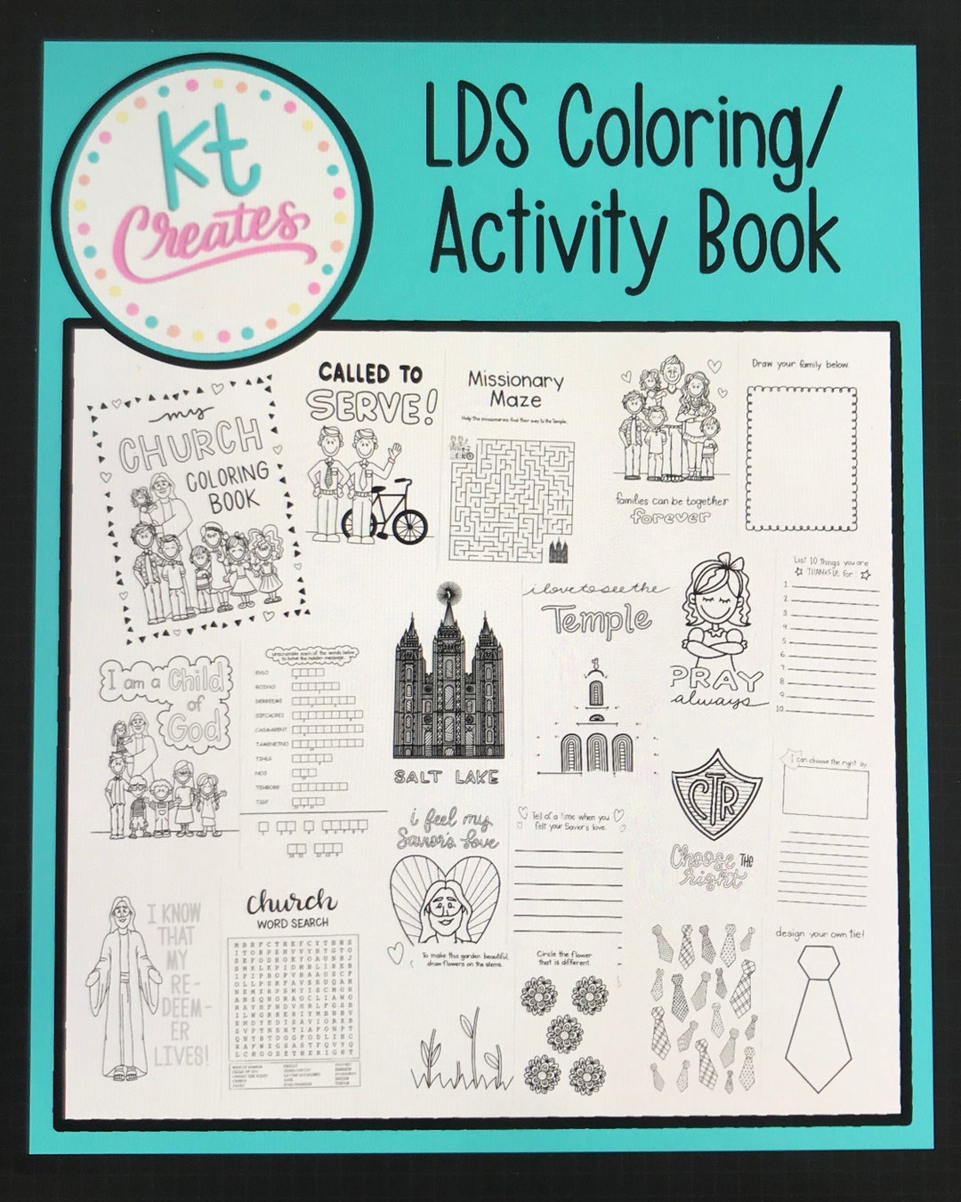 8.5x11 LDS Church Activity/coloring Pages/book- 20 Pages! - Etsy