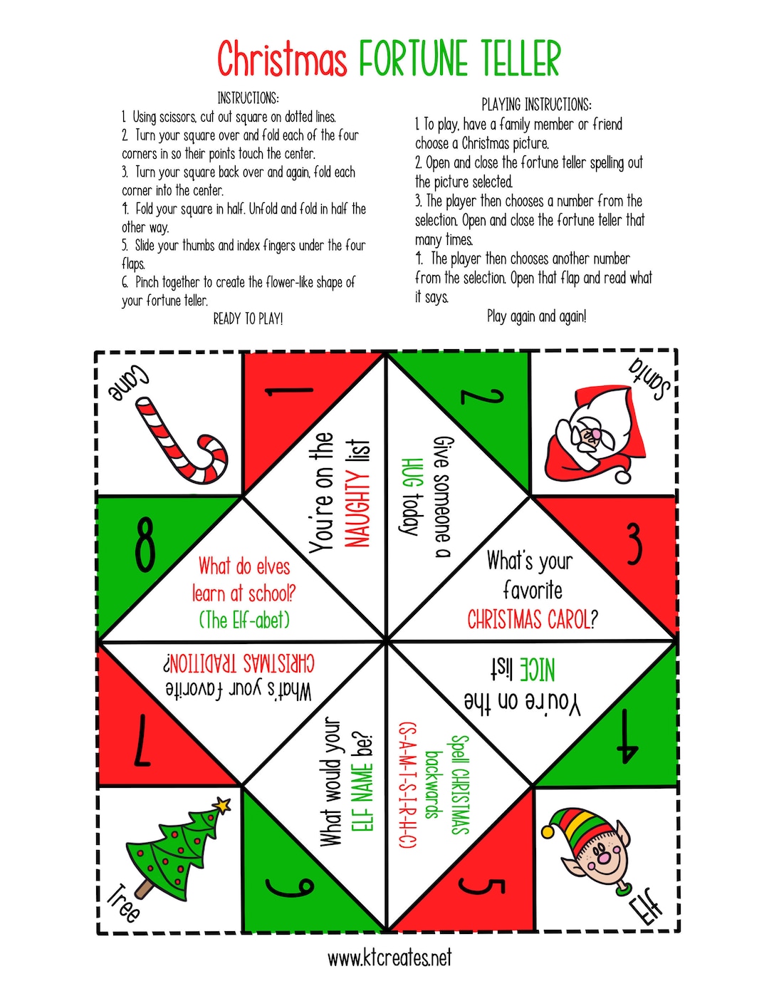 Christmas Fortune Teller - Etsy