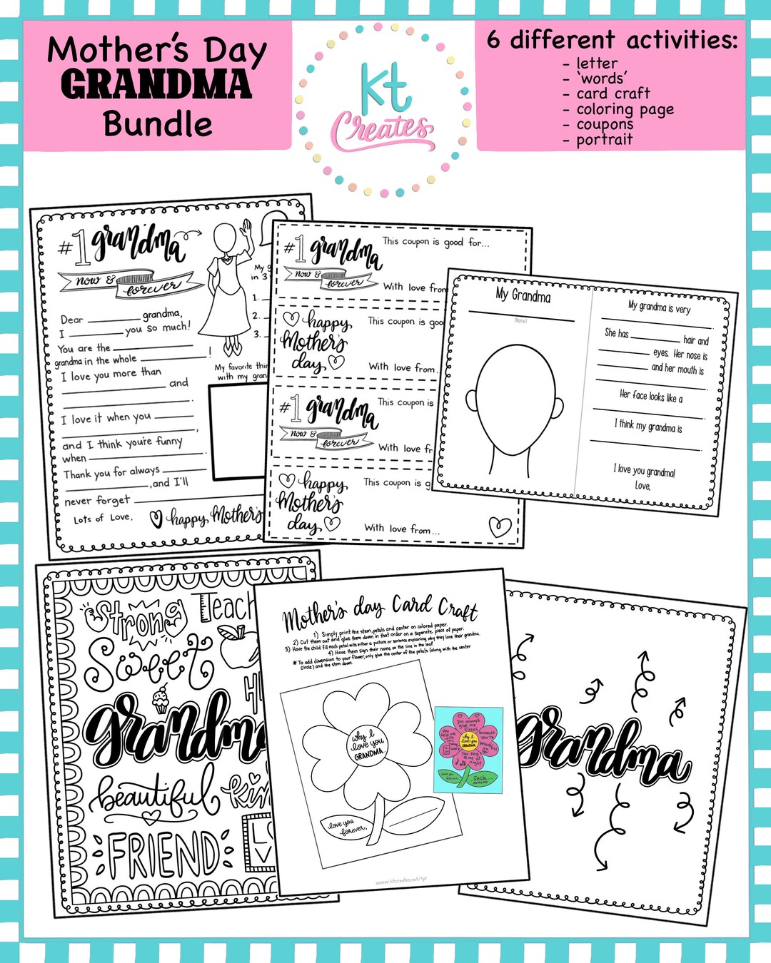 GRANDMA Mother’s Day Bundle- 6 Different Activities! - Etsy