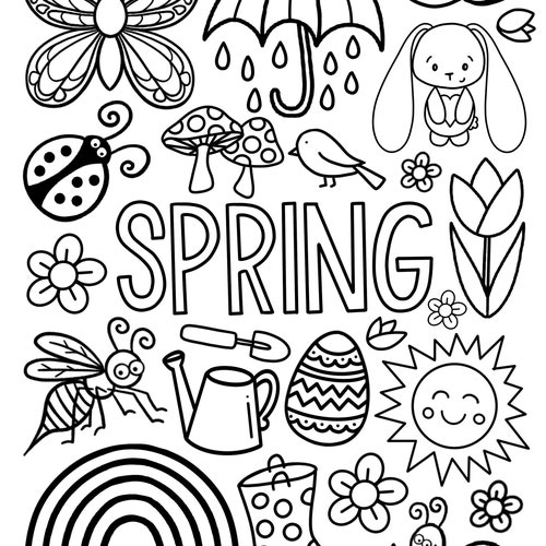 Spring Coloring Page - Etsy
