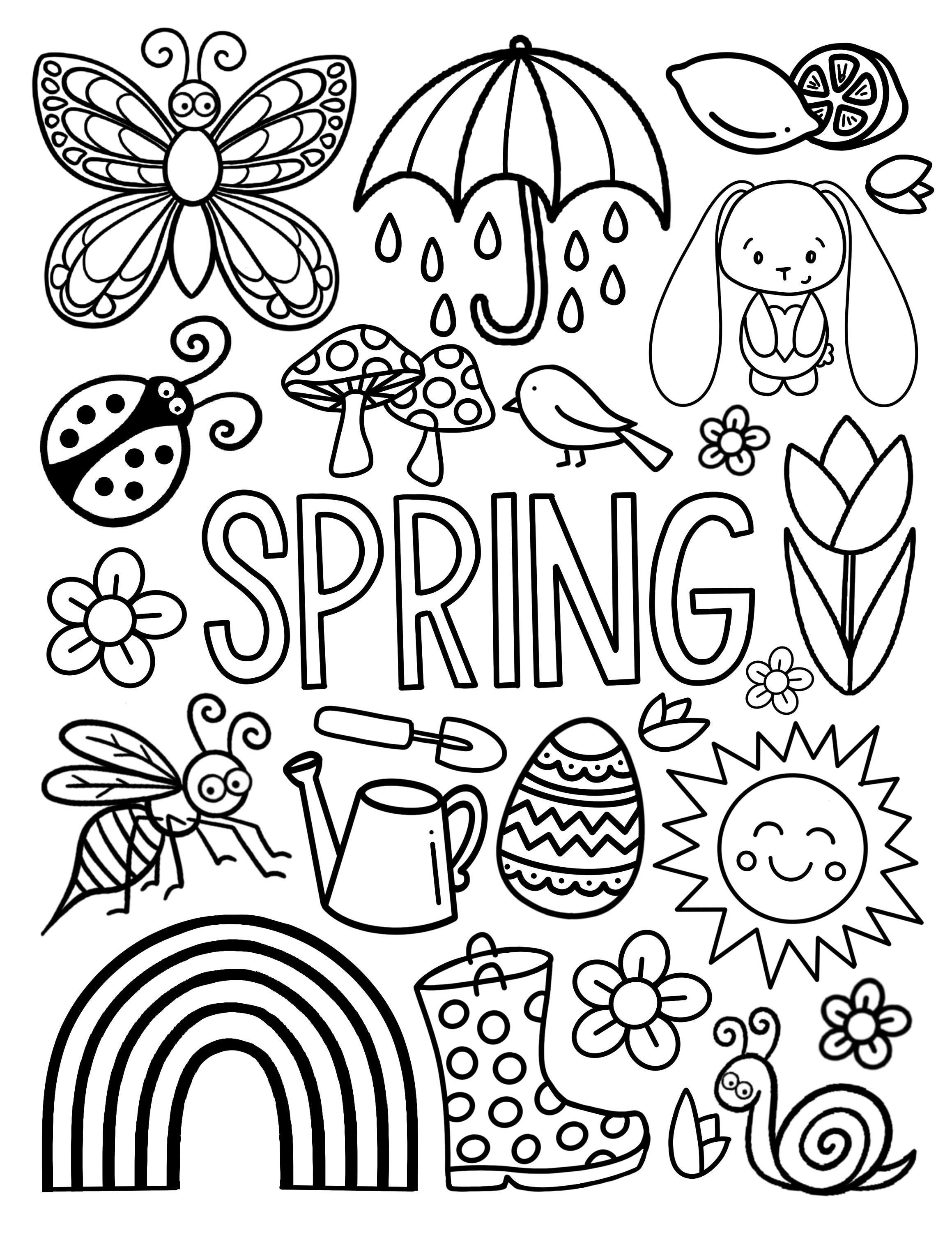 Spring Coloring Pages For Kids Printable Spring Coloring Page 