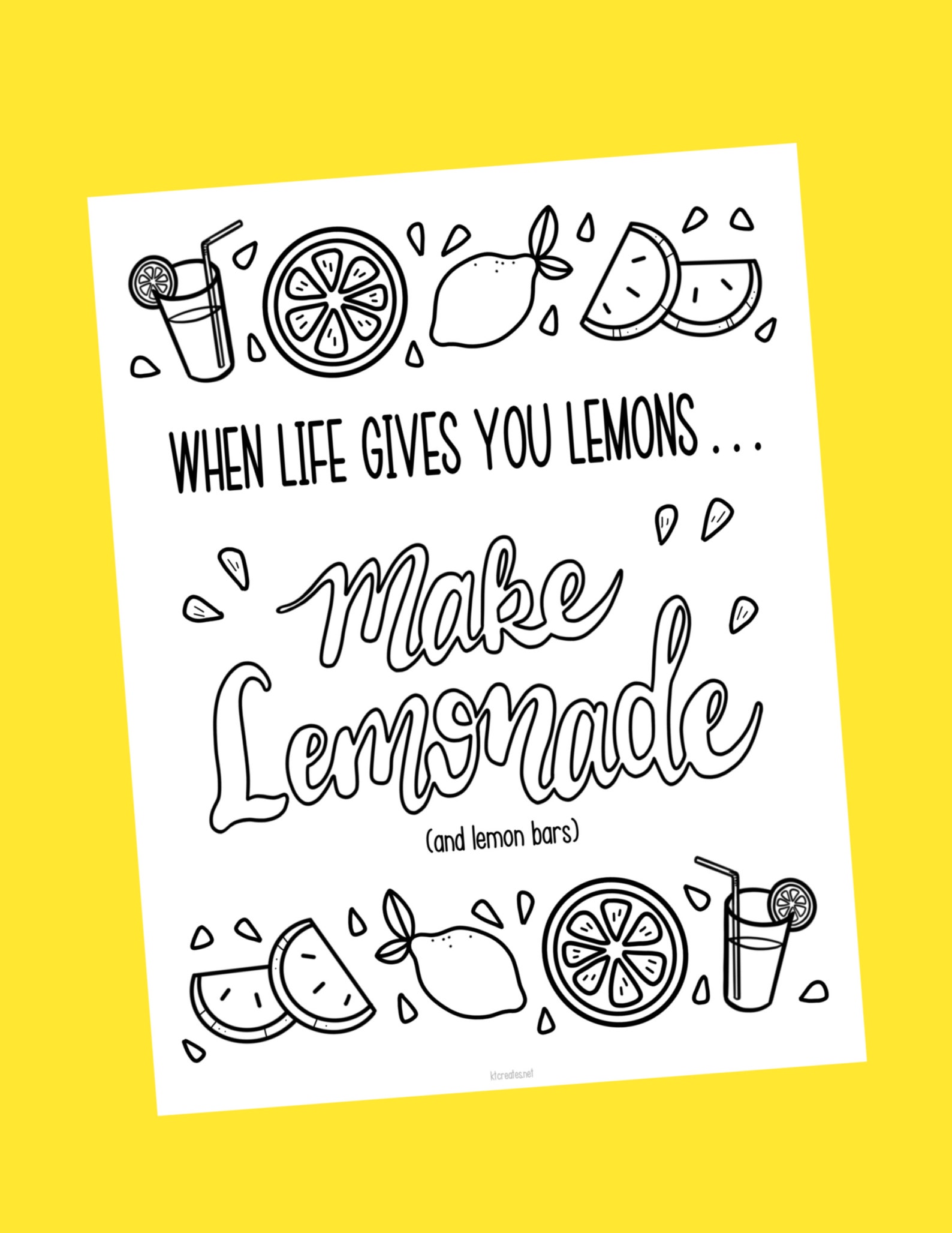 Lemons/lemonade Coloring Page - Etsy