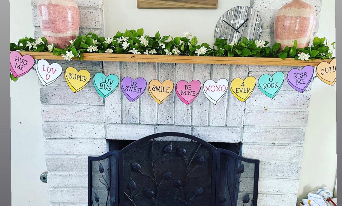 Valentines Day Printable Candy Heart Banner, Garland - Etsy