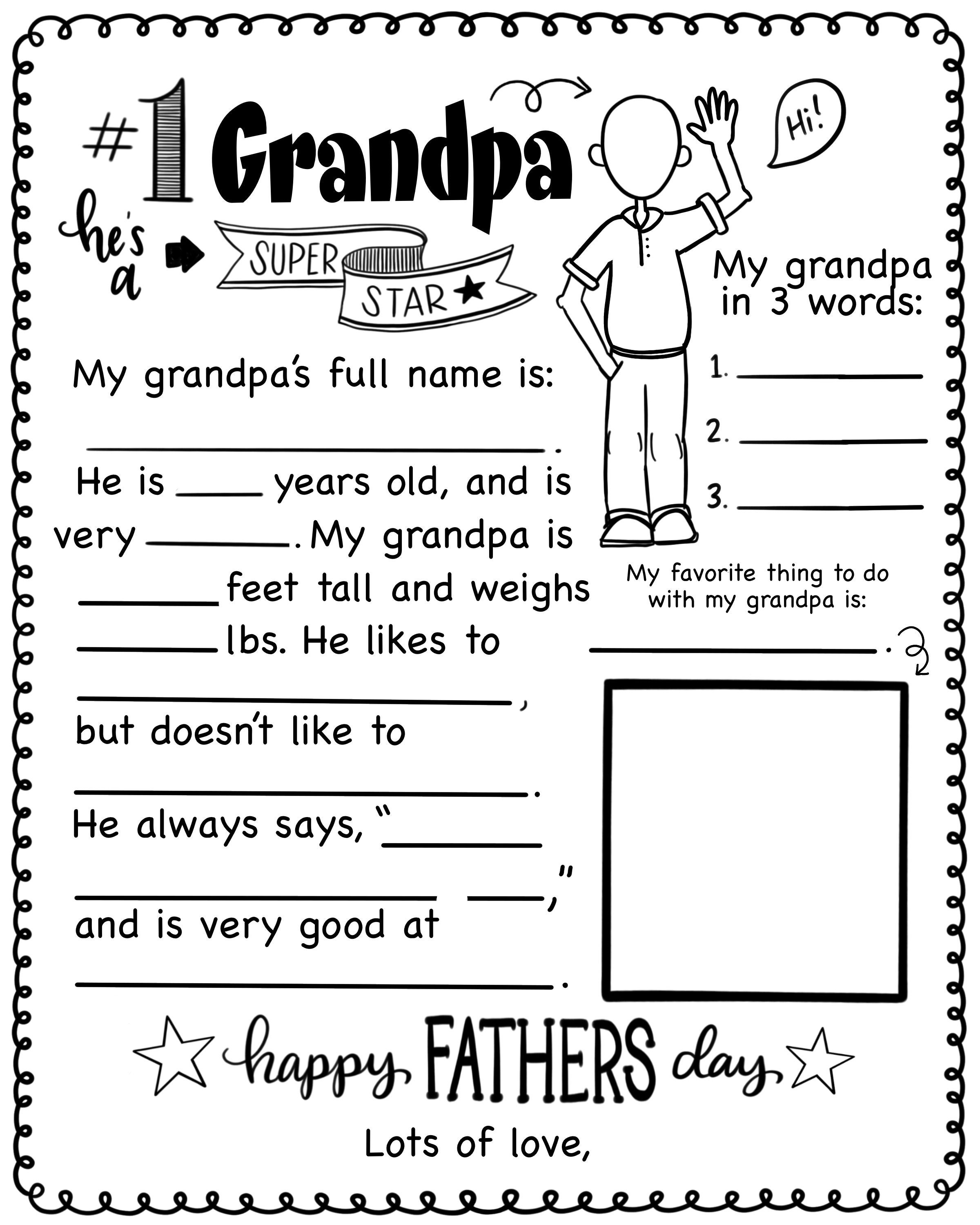 Fathers Day GRANDPA Kid ionnaire Etsy