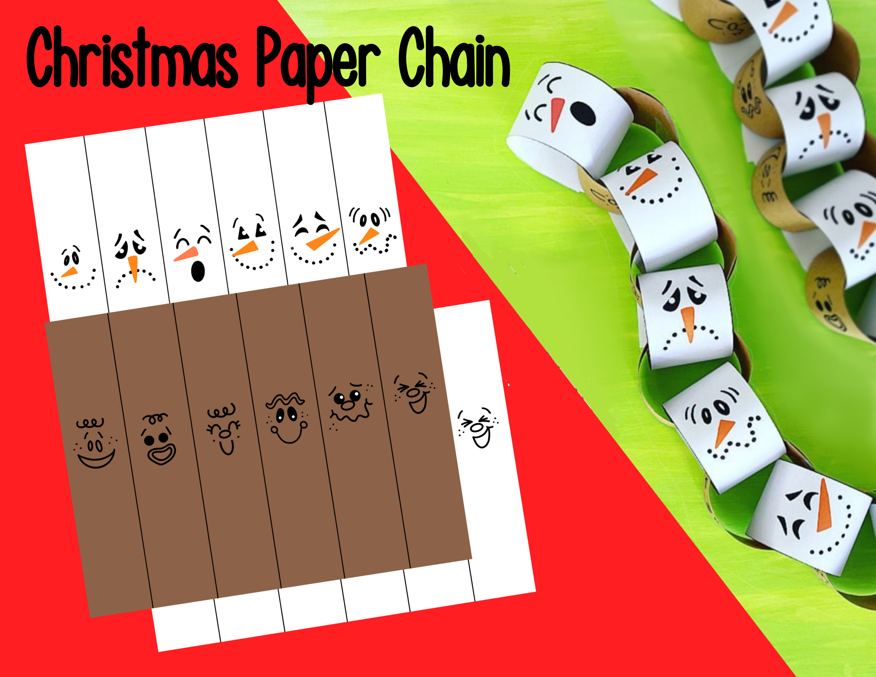 Christmas Snowman/gingerbread Paper Chain Printable - Etsy