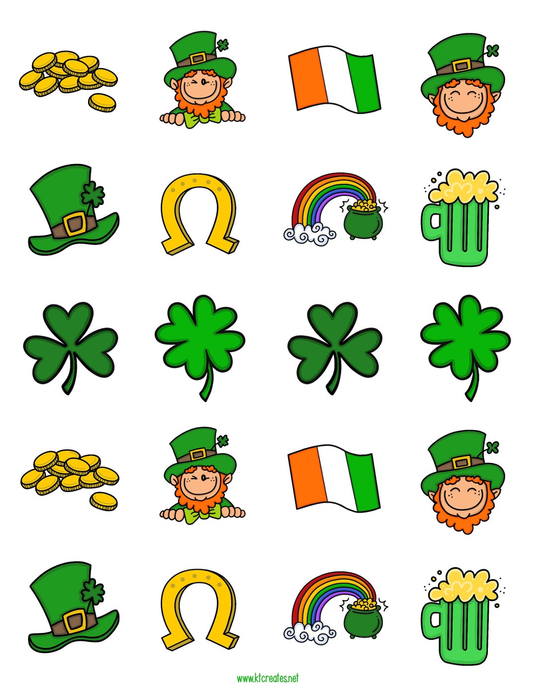 St Patricks Day Printable Stickers-set of 20! 10 Different Designs! - Etsy