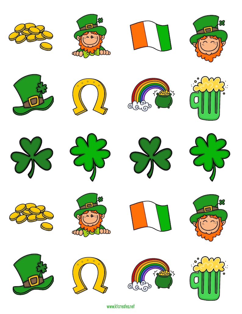 St Patricks Day Printable Stickers-set of 20! 10 Different Designs! - Etsy