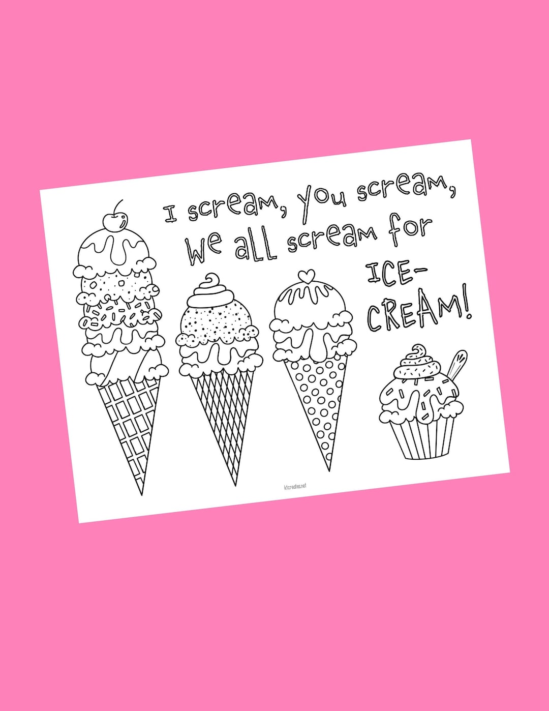 Ice Cream Summer Coloring Page - Etsy