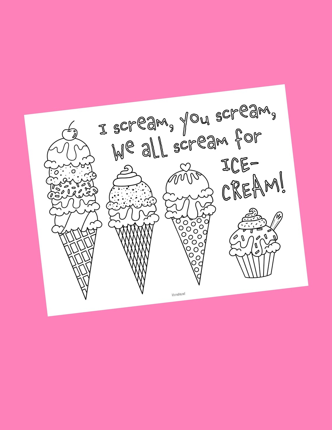 Ice Cream Summer Coloring Page - Etsy