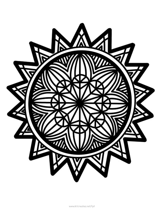 Sun Mandala Coloring Page | Etsy