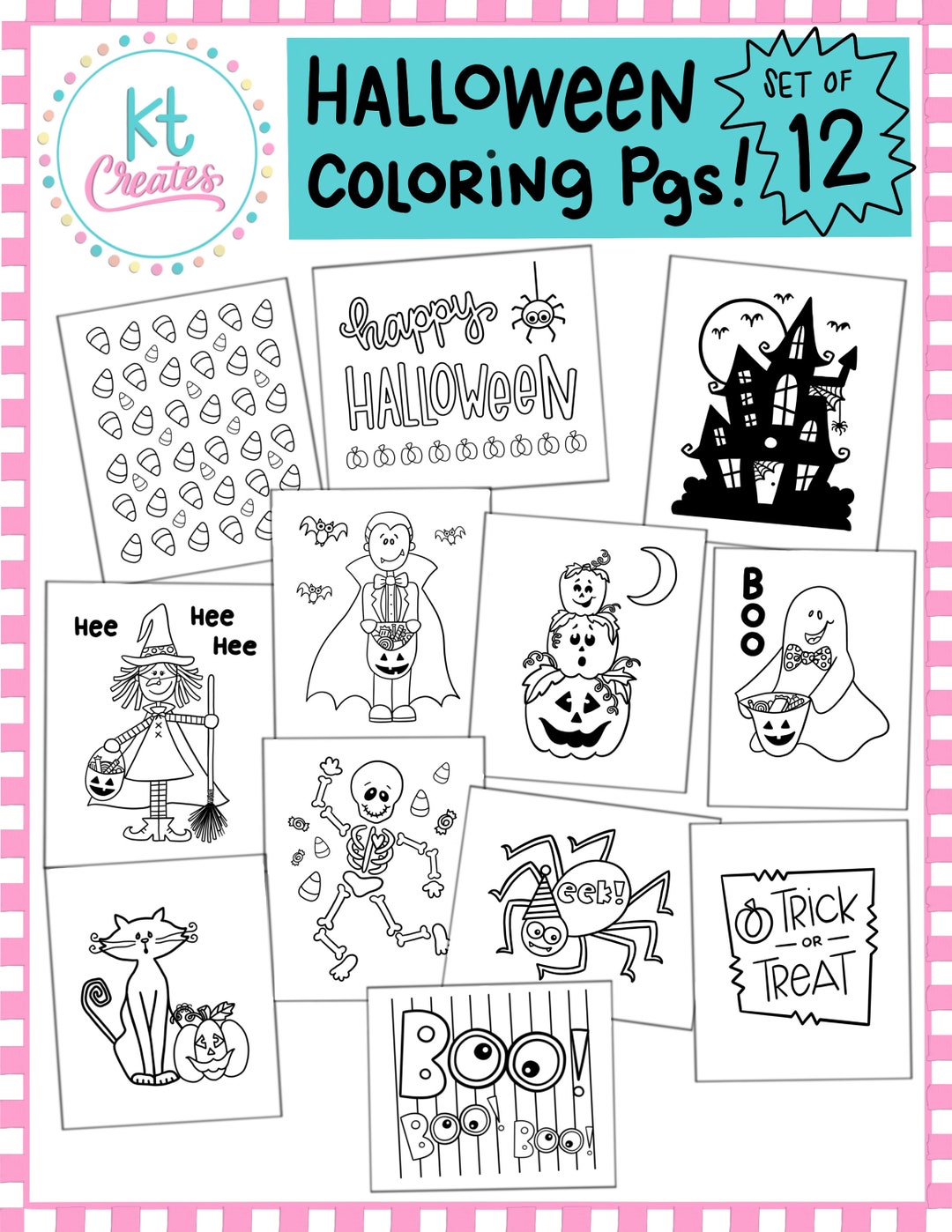 Halloween Coloring Bundle! 12 Pages! (8.5x11) - Etsy