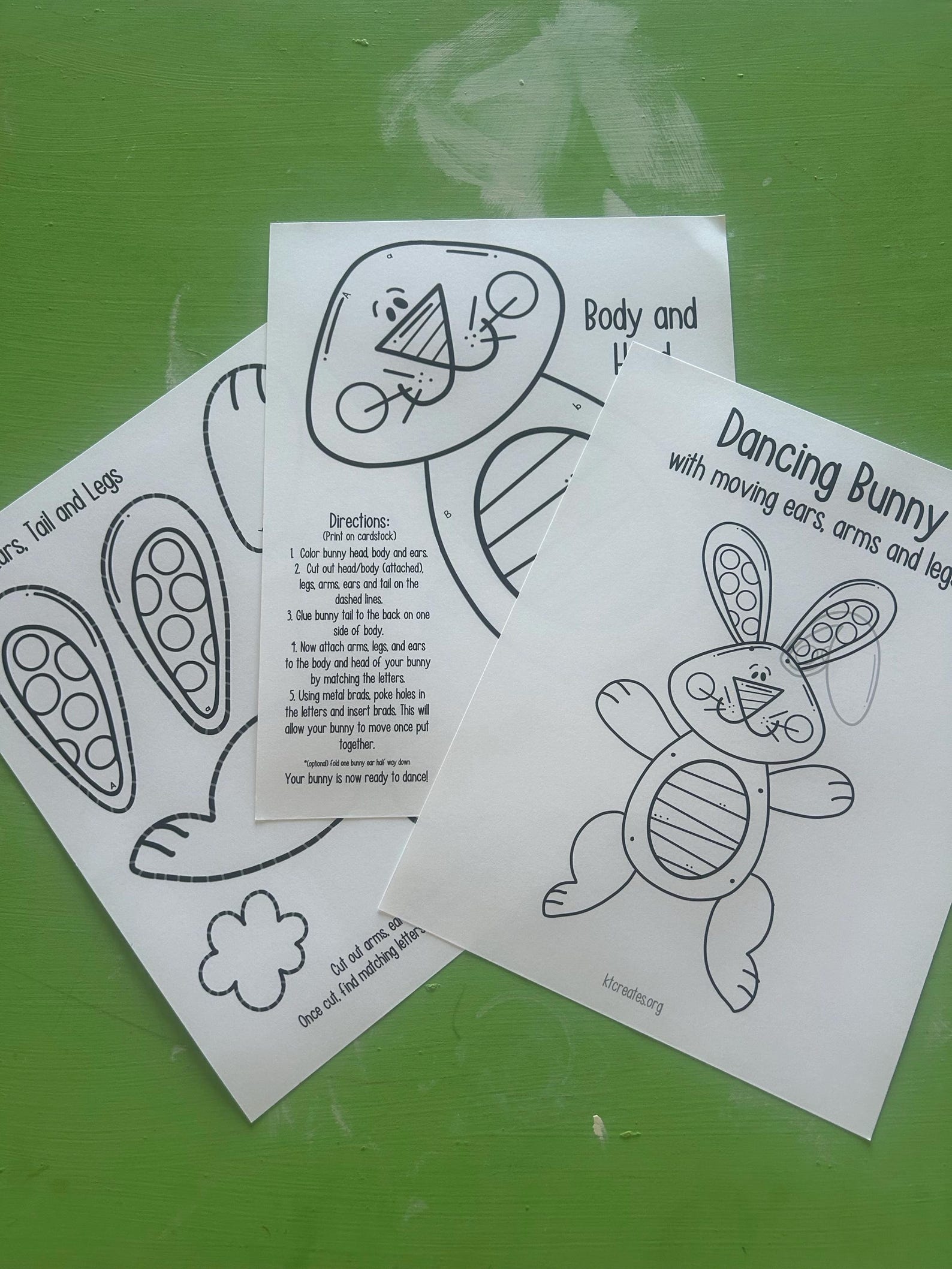 Movable Dancing Easter Bunny Printable Kids Craft Activity - Etsy