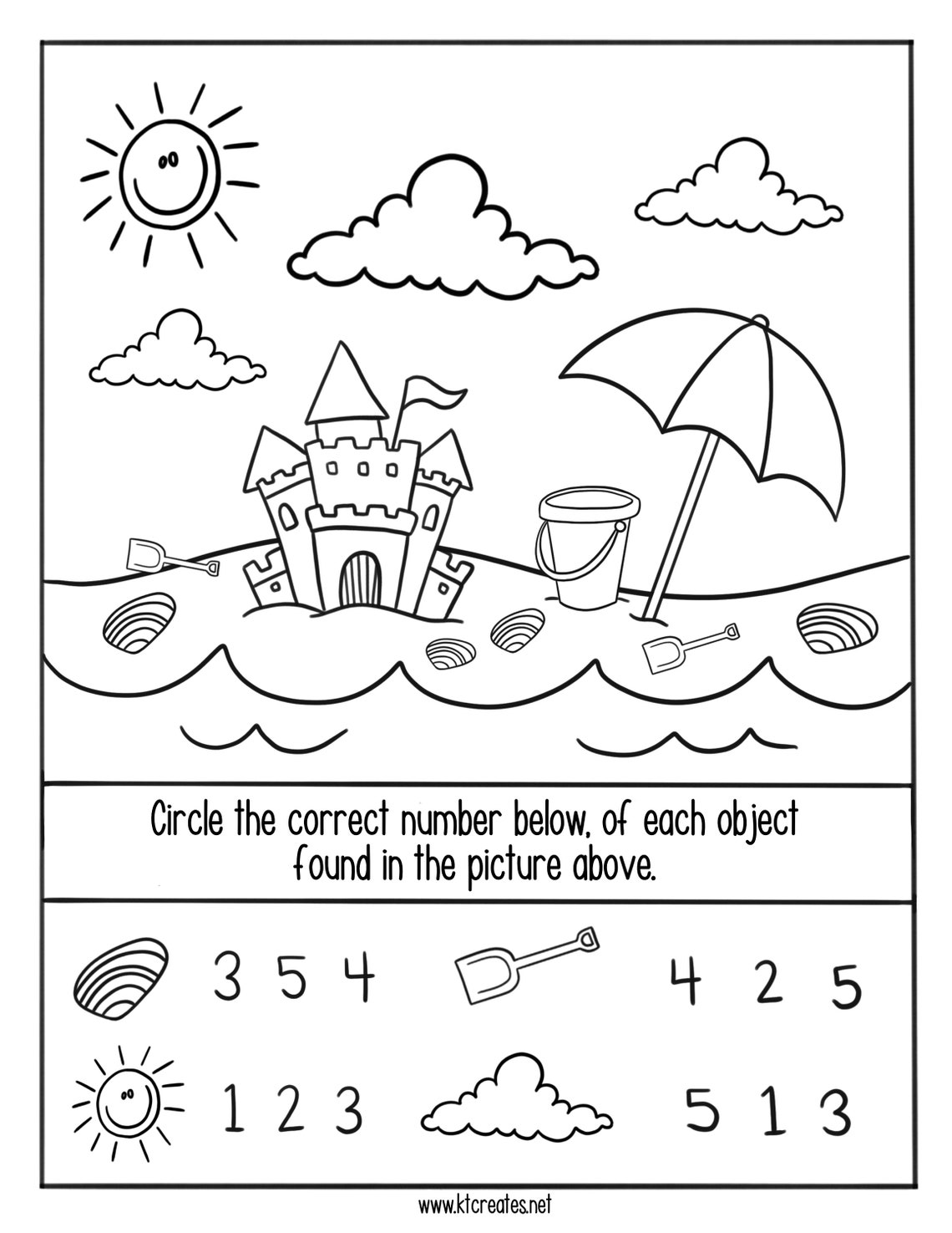 Count and Circle Summer Activity - Etsy