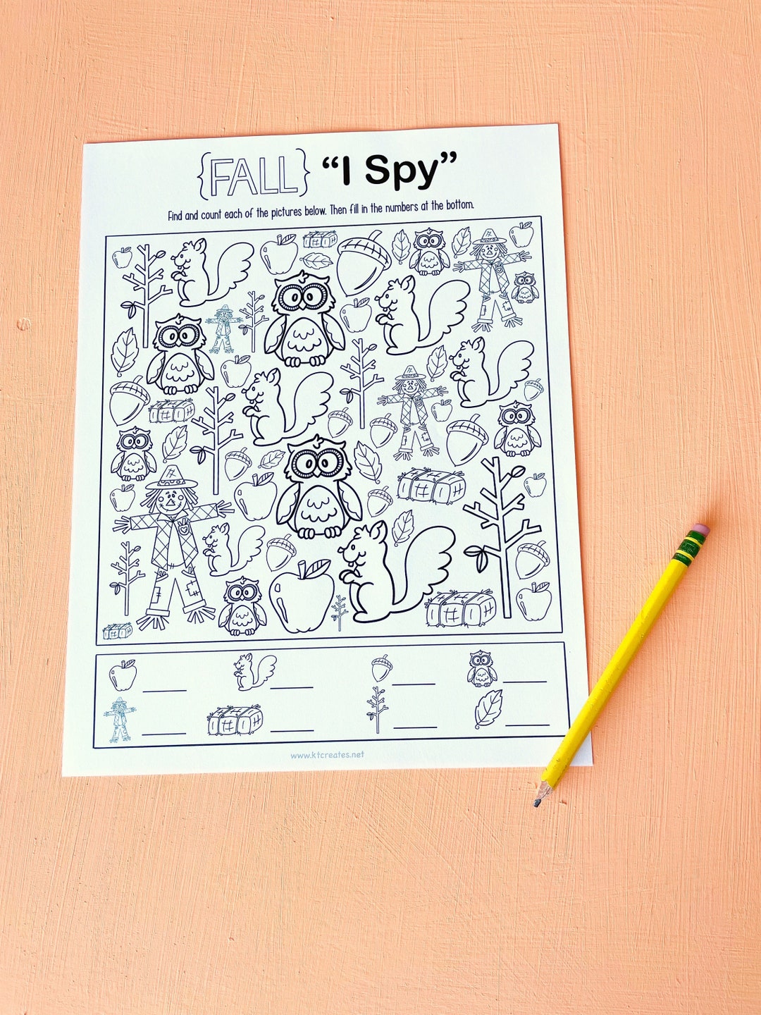 Fall “I Spy” Kid Printable/worksheet - Etsy