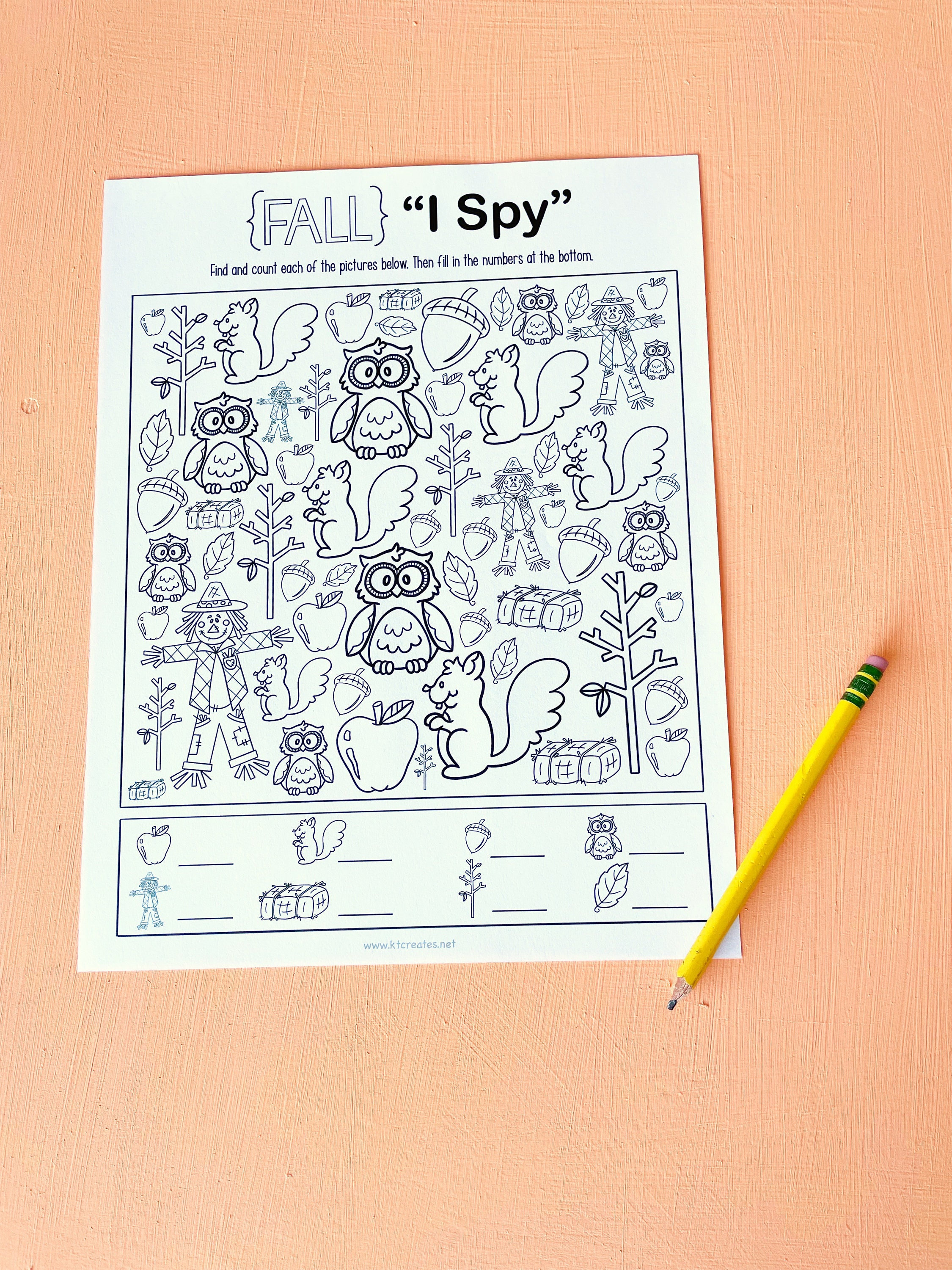 Fall I Spy Kid Printable/worksheet - Etsy