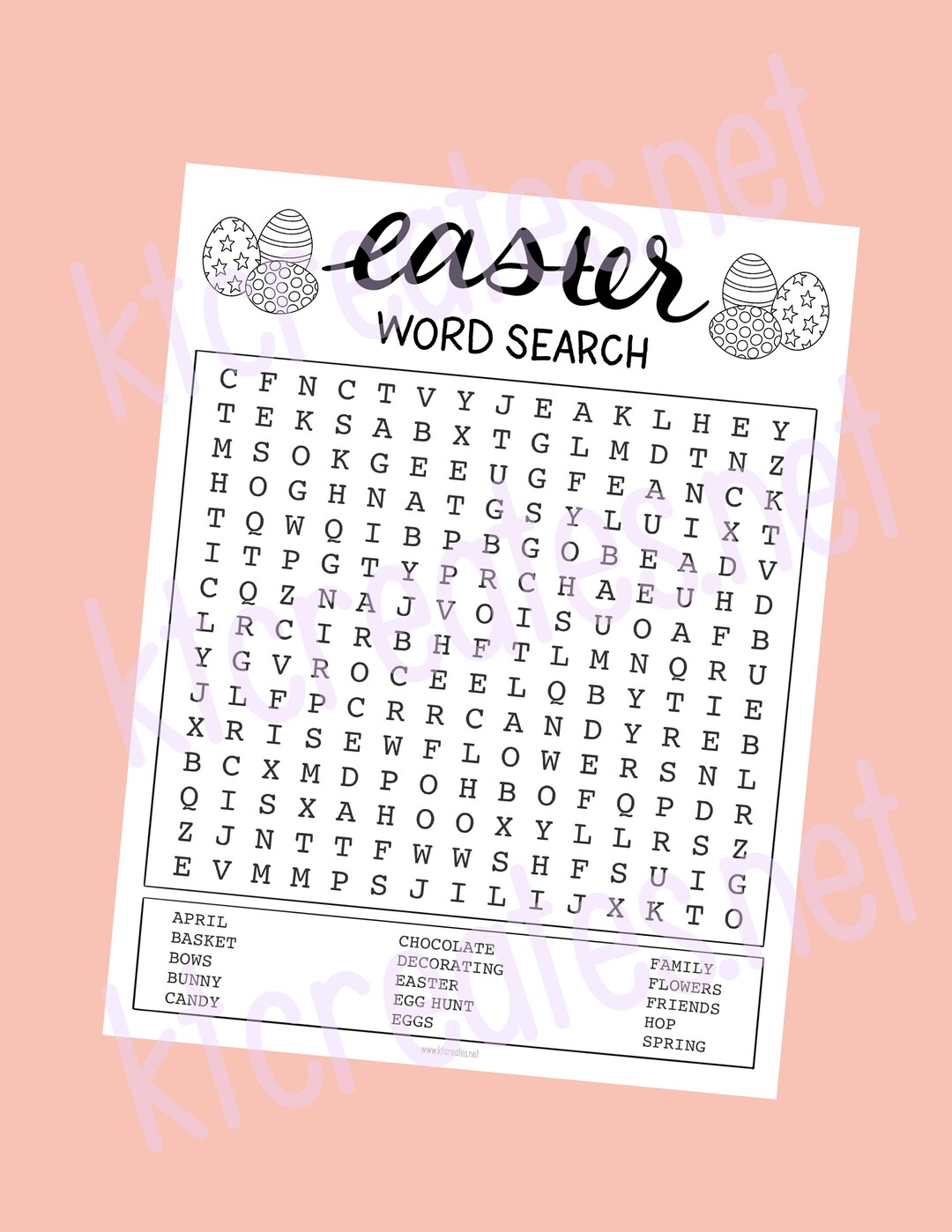 Easter/spring Word Search - Etsy