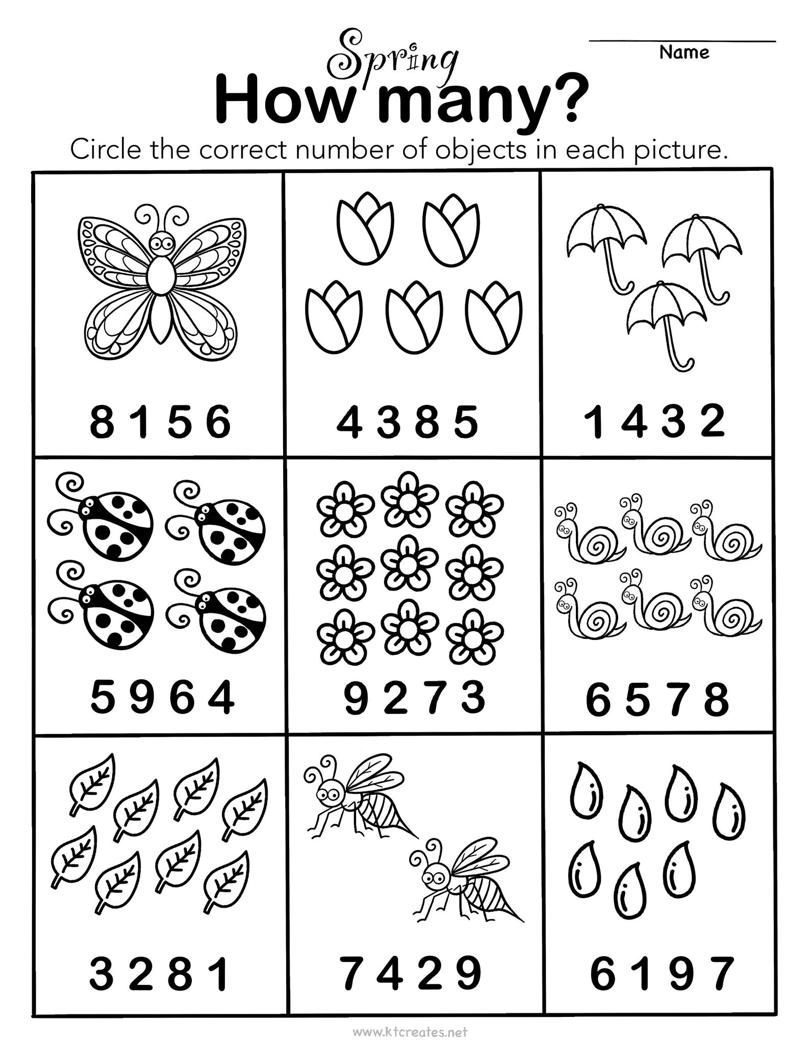 Spring-how Many, Counting Activity - Etsy