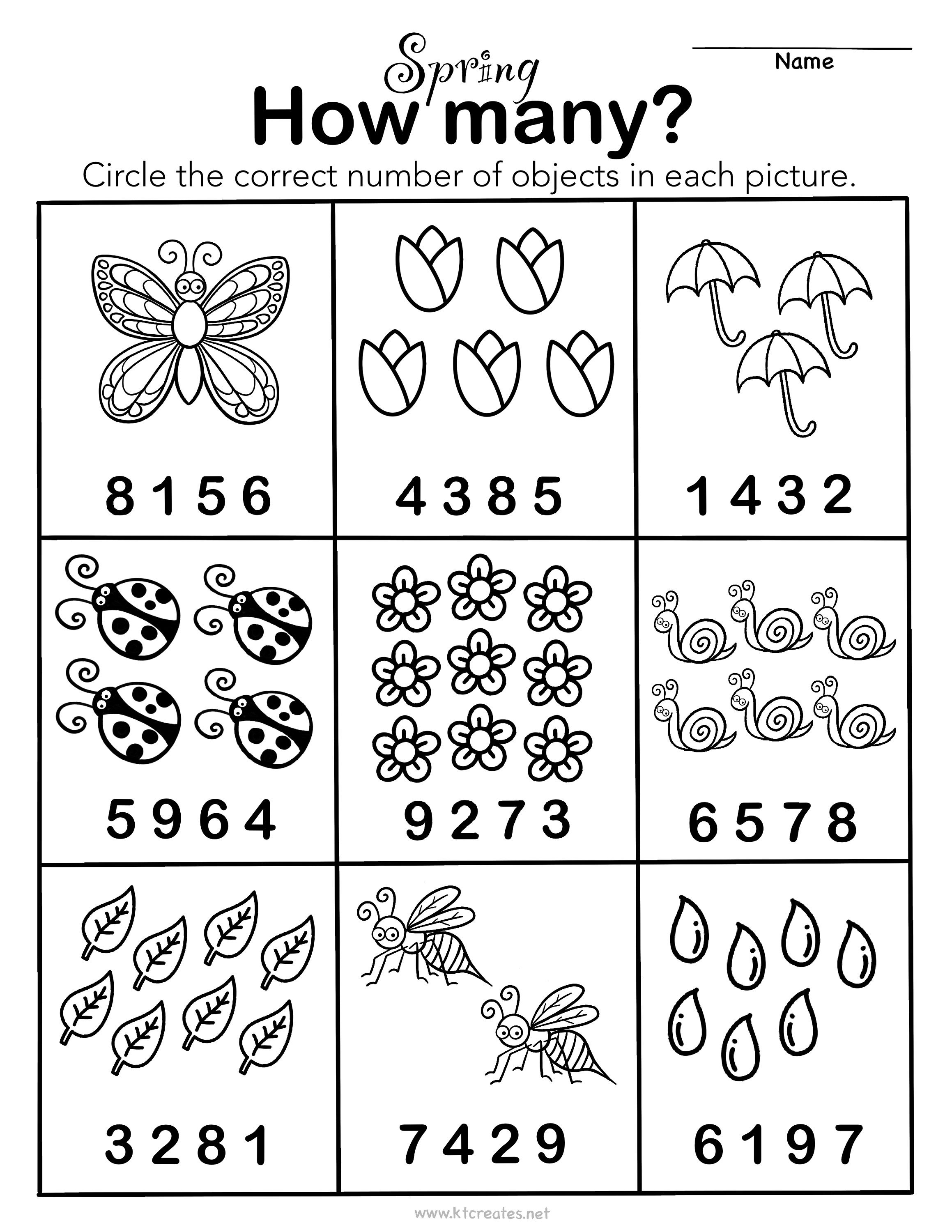 Spring-how Many, Counting Activity - Etsy
