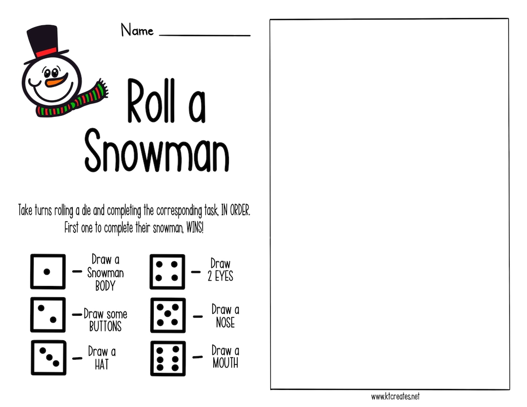 Roll a Snowman Christmas Game - Etsy